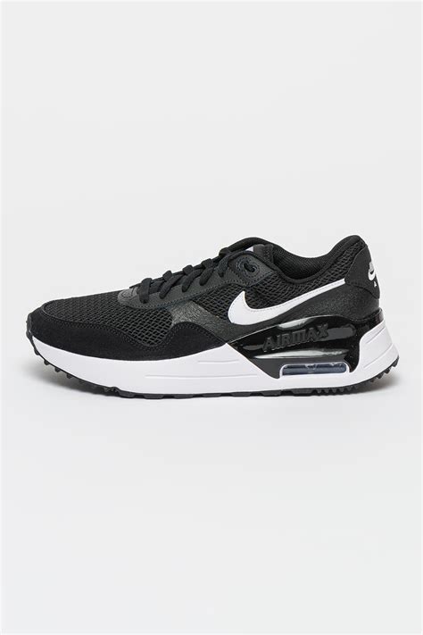 Nike, Спортни обувки Air Max System с велур и мрежа, Черен, 7 - eMAG.bg