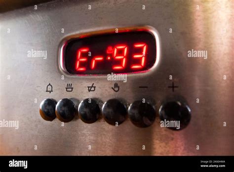 Error Message Display Displayed On A Faulty Cooker Electric Oven Which Has A Digital Clock And