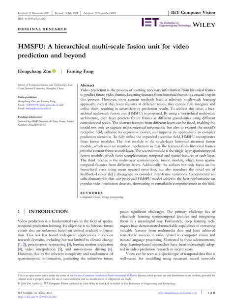 Pdf Hmsfu A Hierarchical Multi‐scale Fusion Unit For Video Prediction And Beyond