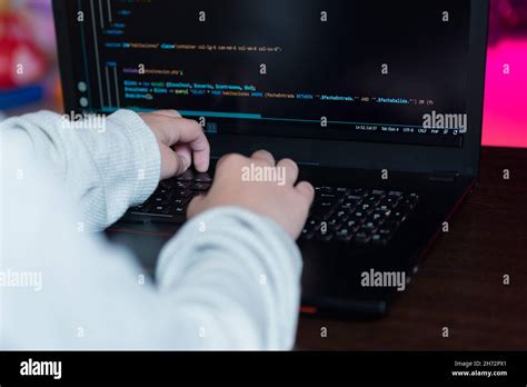 Teenager Writing Code Programming A Web Page To Do Her Homework As A