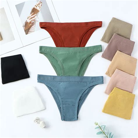 Women Cotton G String Thongs Low Waist Seamless Female Underpants