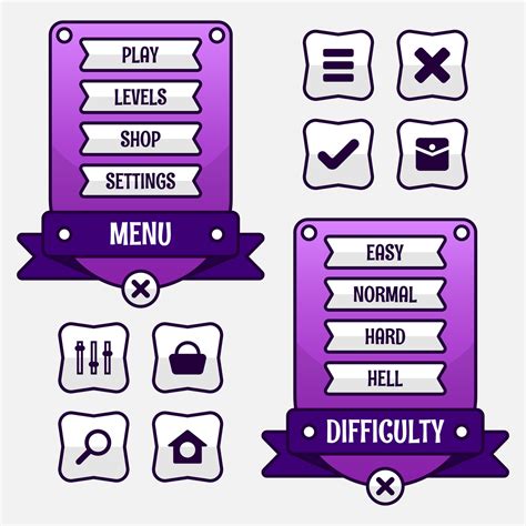 Vector Game Template Gui Kit Interface Level Selection Multi Stage Elements 2920882 Vector Art