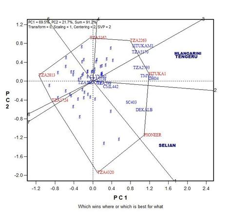 The Which Win Where Feature Of The Gge Biplot For Maize Grain Yield
