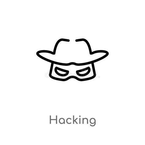 Outline Hacking Vector Icon Isolated Black Simple Line Element Illustration From Cyber Concept