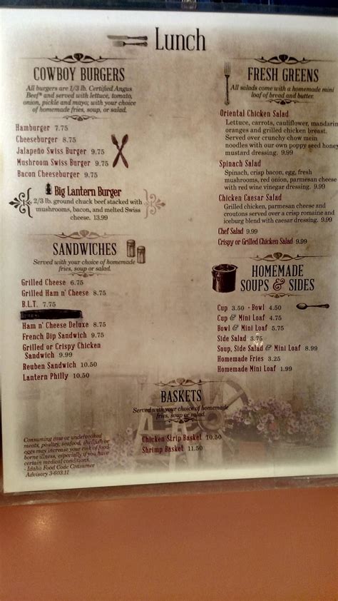 Menu At Rusty Lantern Diner Restaurant Ucon