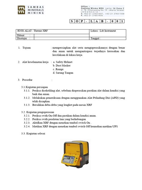 Sop Alat Xrf Pdf