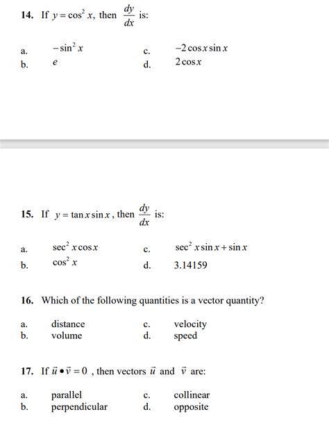 Solved 14 If Y Cos2x Then Dxdy Is A −sin2x C −2cosxsinx
