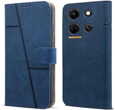 Jkobi Flip Cover Case For Infinix Note 30 5G Stitched Leather With Magnetic Closure Blue
