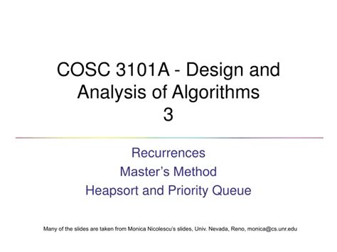 PPT Recurrences Master S Method In Algorithms Understanding