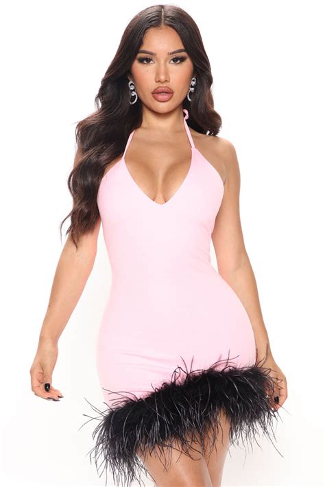 Ari Feather Mini Dress Pinkcombo Fashion Nova Dresses Fashion Nova