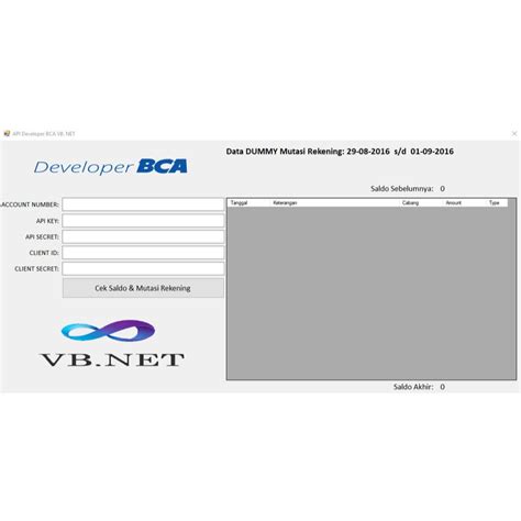 Jual Source Code Vbnet Api Bca Official Cek Saldo And Mutasi Saldo