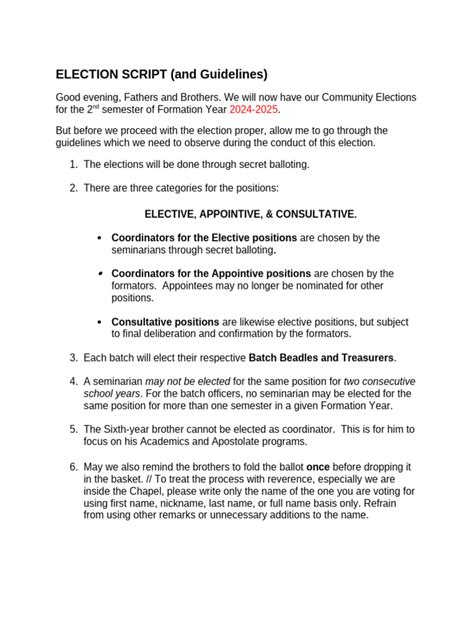 Election Script 2024 2025 Pdf Elections Christian Worship And
