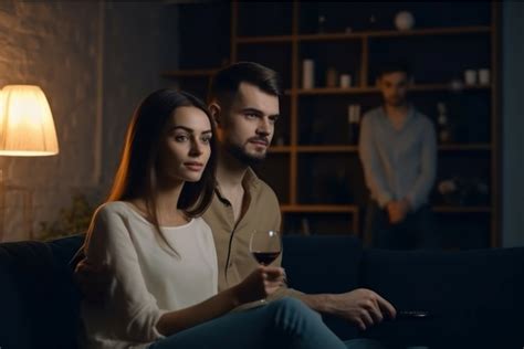 Woman Man Watching Tv Generate Ai