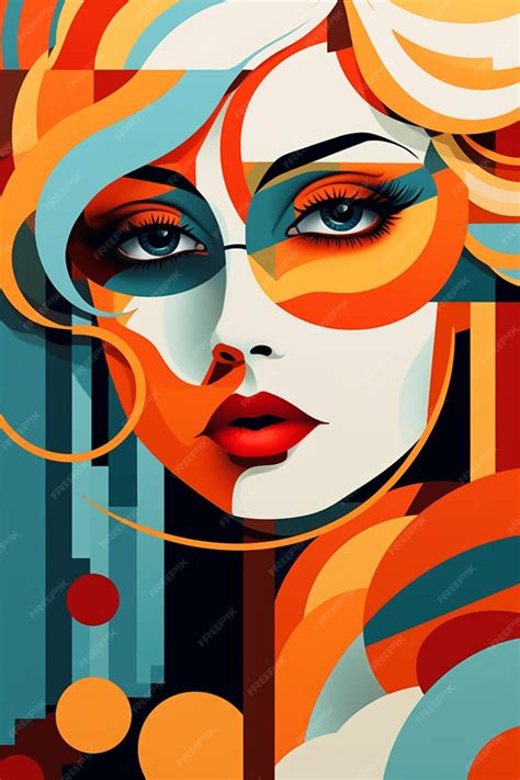 Premium Ai Image Fashion Girl Flat Geometric Shapes Flat Design Abstract Clean Lines Illustration