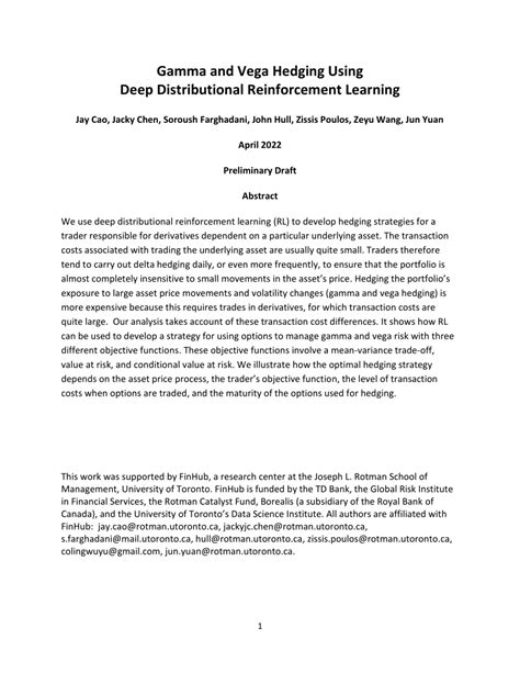 Pdf Gamma And Vega Hedging Using Deep Distributional Reinforcement Learning