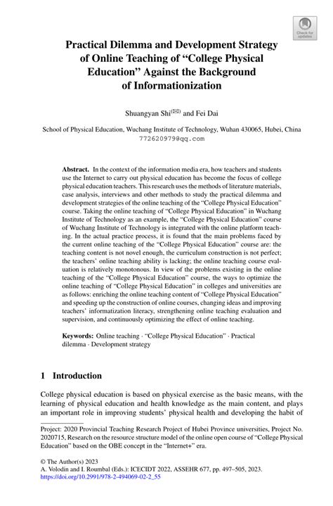 Pdf Practical Dilemma And Development Strategy Of Online Teaching Of College Physical