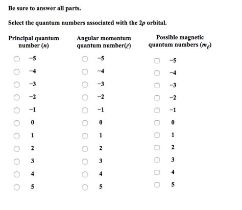 Solved Be Sure To Answer All Parts Select The Quantum Chegg