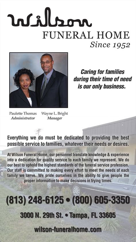 Christians In Business Wilson Funeral Home Details