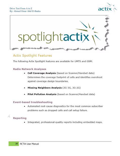 Drive Test From A T Z Part 3 Actix Pdf