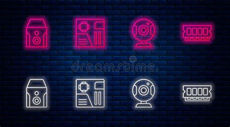 Set Line Motherboard Digital Chip Web Camera Uninterruptible Power