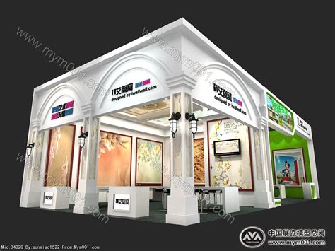 艾窝窝墙纸展台模型图片 展览模型总网