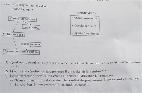 Voici Deux Programmes De Calcul Nosdevoirs Fr