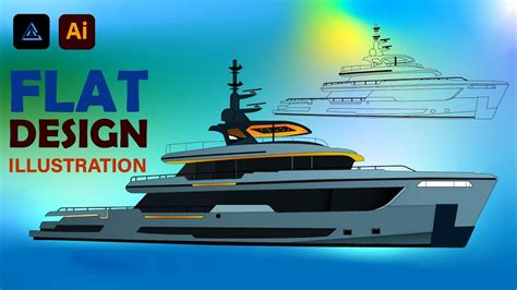How To Draw Flat Vector Yacht Illustration Adobe Illustrator Cc