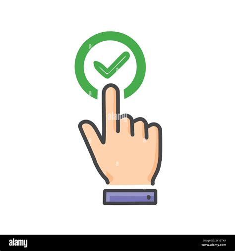 Hand Click Checkmark Hand Clicking On A Green Checkmark Circle