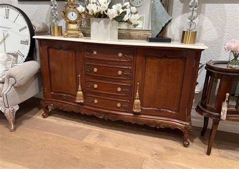 Camille 2 Door Sideboard With Marble Top Glamour Living