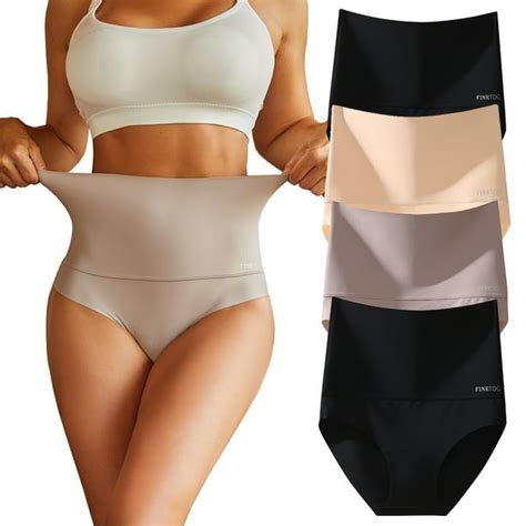 Finetoo 4 Pack High Waisted Underwear For Women Tummy Control Panties
