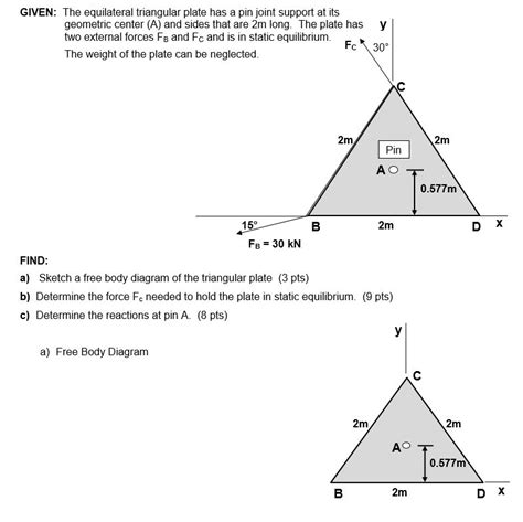 Solved The Equilateral Triangular Plate Has A Pin Joint S