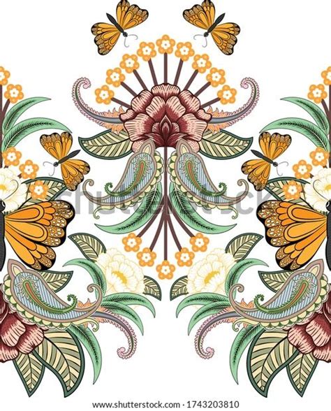 Floral Decorative Paisley Butterfly Pattern Vetor Stock Livre De