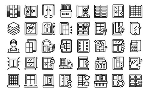 Windows 설치 프로그램 아이콘은 윤곽선 벡터를 설정합니다 유리 프레임 생산 Sable Color에 대한 스톡 벡터 아트 및 기타 이미지 Sable Color