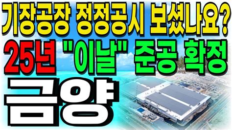 금양 주가전망 기장공장 정정공시 보셨나요 25년 이날 준공 확정 주주여러분들 빨리 시청하세요 Youtube