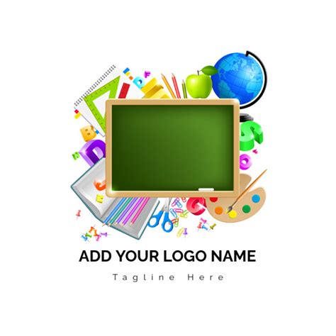 School Supplies Illustration Logo Template Postermywall