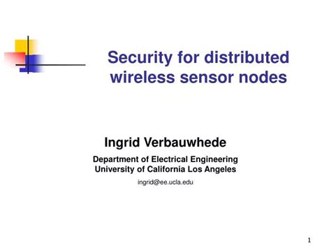 Ppt Security For Distributed Wireless Sensor Nodes Powerpoint