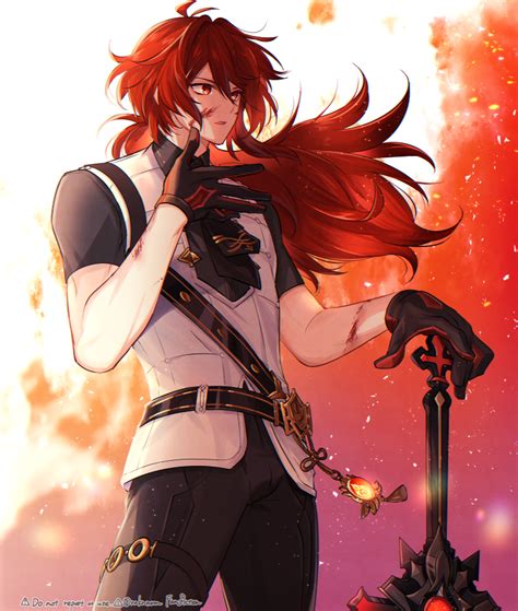 Diluc Genshin Impact Drawn By Hiki Yuichi Danbooru