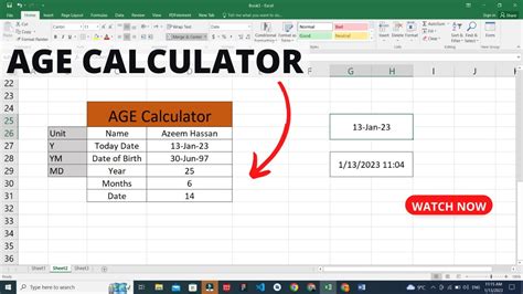 how to calculate age using a date of birth in excel the easy way