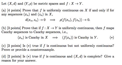 Solved Let X D And Y Be Metric Spaces And F X Y Chegg