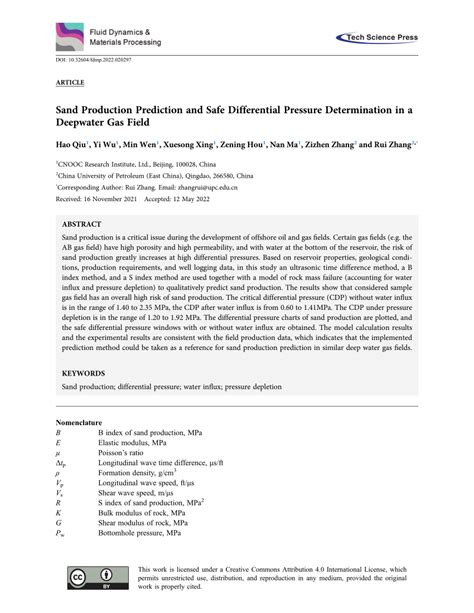 Pdf Sand Production Prediction And Safe Differential Pressure Determination In A Deepwater Gas