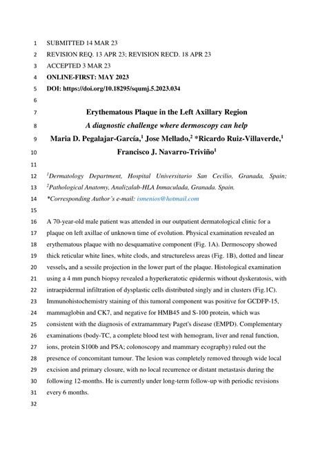 Pdf Erythematous Plaque In The Left Axillary Region A Diagnostic