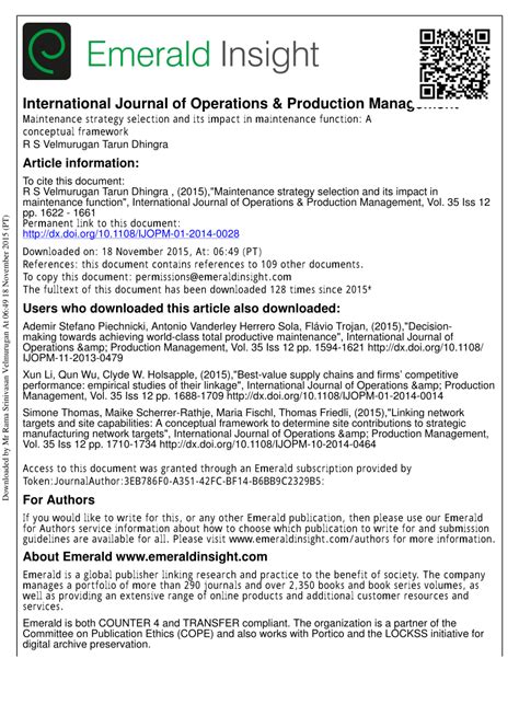 Pdf Maintenance Strategy Selection And Its Impact On Maintenance Function A Conceptual Framework