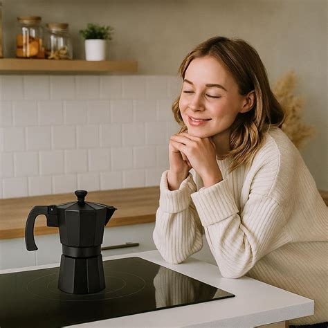 Cafetera Italiana De Aluminio Negra · 3 A 12 Tazas