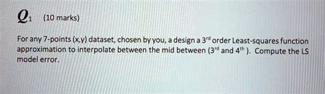 Video Solution Q1 10 Marks For Any 7 Point X V Dataset Chosen By