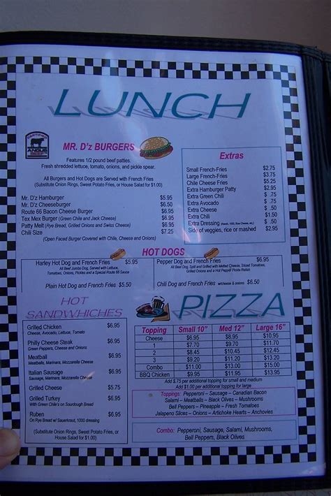 Lunch Menu At Mr Dz Route 66 Diner Kingman Arizona J Stephen