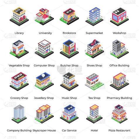 建筑结构等距图标包