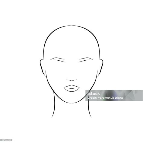 여자 머리의 정면 실루엣 이발소 미용실 미용실 클리닉 영구 화장에 대한 헤드 가이드라인 벡터 그림 각도에 대한 스톡 벡터 아트