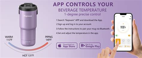 Kepwam T3 Self Heating Travel Mug 20oz Temperature