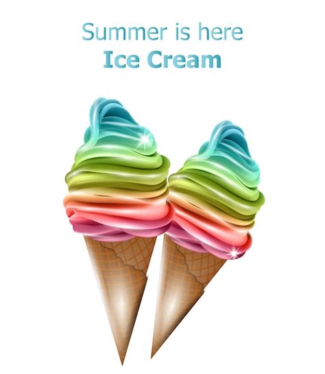 Premium Vector Colorful Ice Cream Cones