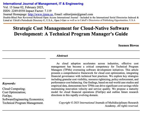 Cloudcomputing Costoptimization Cloudnative Softwaredevelopment Saumen Biswas